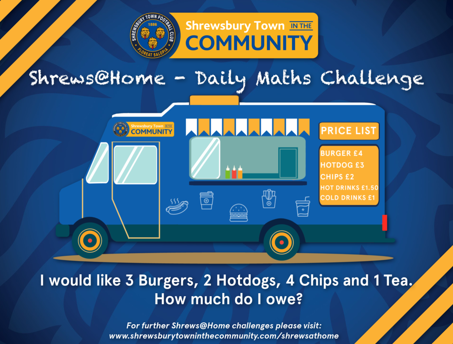 Maths Challenge - Food truck - Shrewsbury Town Foundation